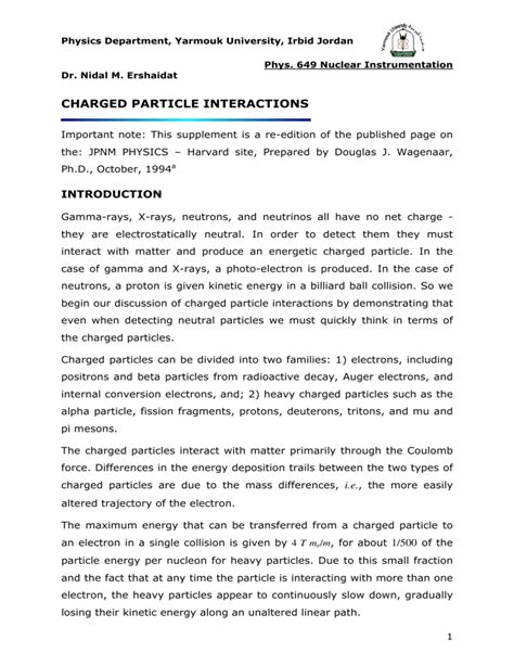 Charged Particle Interactions