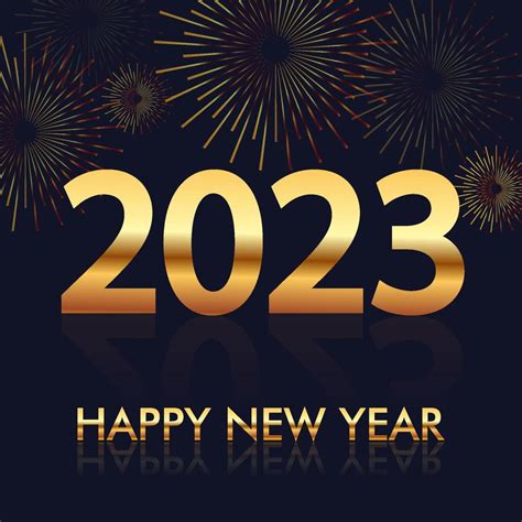 Happy New Year 2023 Illustration With Fireworks Black Background