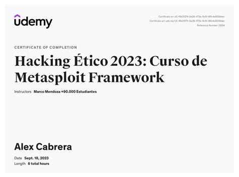 Alexander Cabrera On Linkedin Udemy Course Completion Certificate