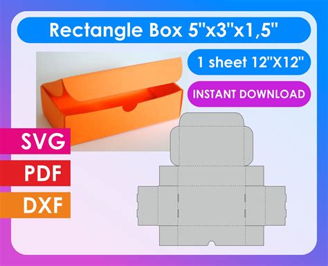 Rectangle Box Template Svg Shipping Box Simple Box Cricut Box Template Svg Classic Box Paper