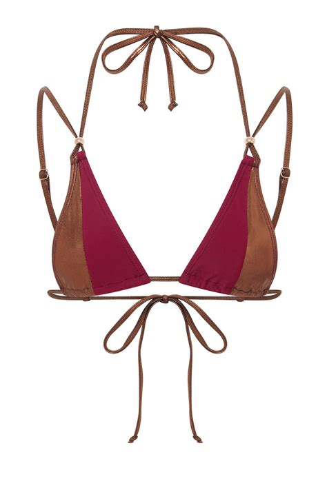 Shop Luna Metallic Triangle Bikini Top Jaded London Clothing