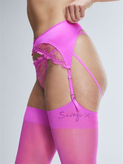 Loveline Satin Garter Belt In Purple Savage X Fenty
