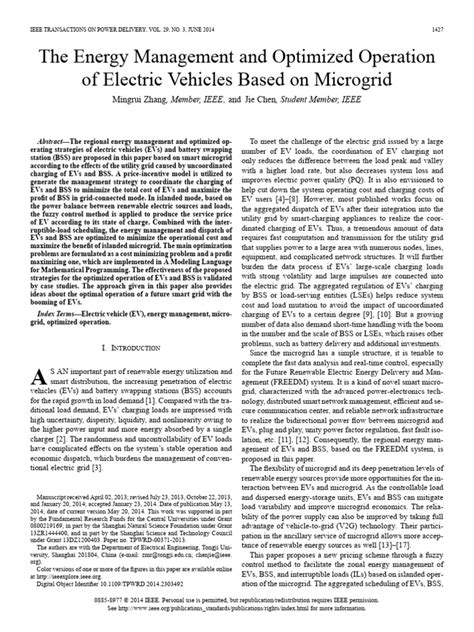 the energy management and optimized operation of electric vehicles