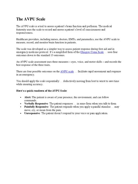 The Avpu Scale Pdf Coma Pain