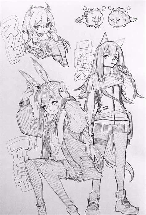 Amiya Exusiai And Surtr Arknights Drawn By Senpuki Danbooru