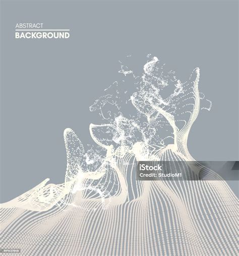 스플래시 모방 물 동적 방출 입자 배열입니다 추상적인 배경입니다 벡터 일러스트입니다 혁신 개념에 대한 스톡 벡터 아트 및 기타 이미지 혁신 개념 물 방울 Istock