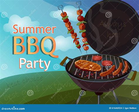 葡萄酒bbq海报 向量例证 插画 包括有 烹调 标签 美食 海报 香肠 邀请 膳食 食物 61646924