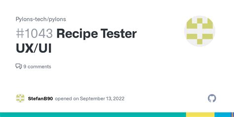 recipe tester ux ui · issue 1043 · pylons tech pylons · github