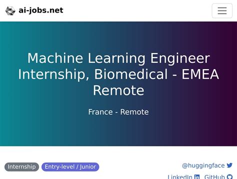 Hiring Internship Machine Learning Engineer Internship Biomedical