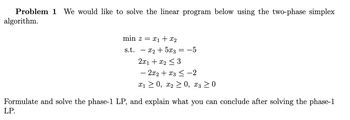 Answered Problem 1 We Would Like To Solve The Linear Program Below