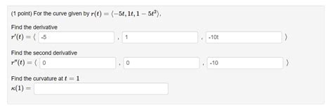 Solved Point For The Curve Given By R T Find The Chegg Com