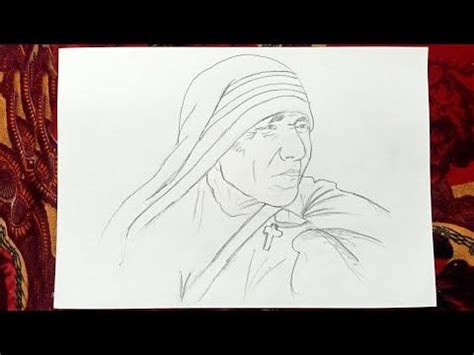 How To Draw Mother Teresa Sketch Youtube Step By Step Drawing