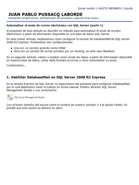 automatizar el envío de correo electrónico con sql server parte 1