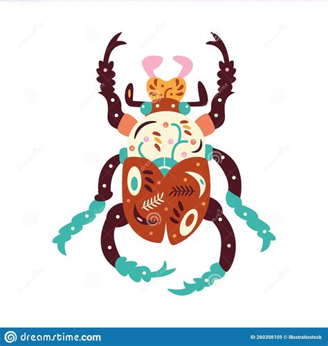 Isolated Neutral Colored Beetle With Patterns Vector Stock Vector Illustration Of Detailed