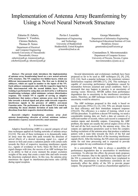 Pdf Implementation Of Antenna Array Beamforming By Using A Novel Neural Network Structure