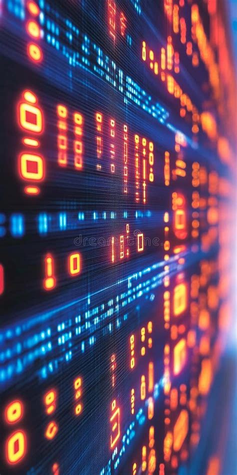 Streaming Binary Code Digital Data In Motion Technology Background Wallpaper Design Stock