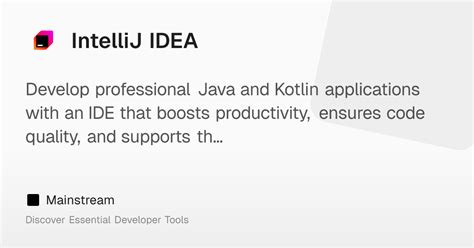 Intellij Idea The Professional Ide For Java And Kotlin Mainstream