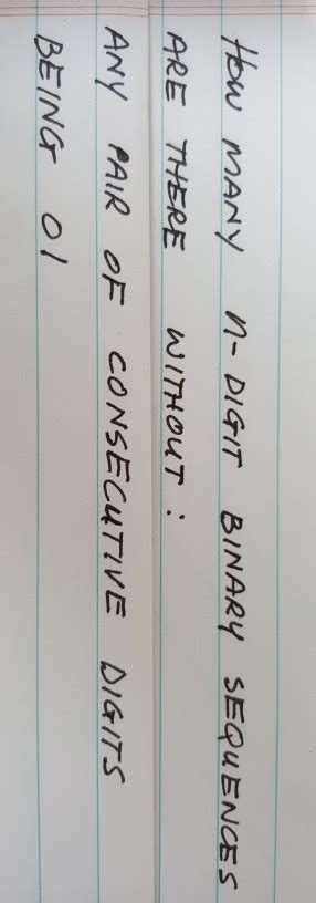 Solved How Many N Digit Binary Sequences Are There Without