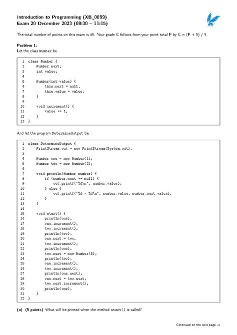 Exam Programming Java 2023 12 20 Introduction To Programming Xb