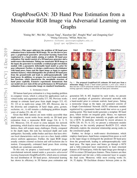 Graphposegan 3d Hand Pose Estimation From A Monocular Rgb Image Via Adversarial Learning On