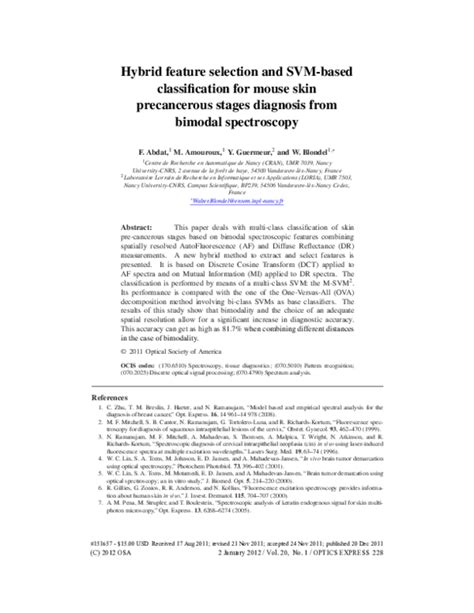 Pdf Hybrid Feature Selection And Svm Based Classification For Mouse