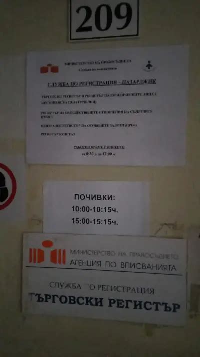 Агенция по вписванията Пазарджик Служба Имотен Регистър Актуална информация работно време и