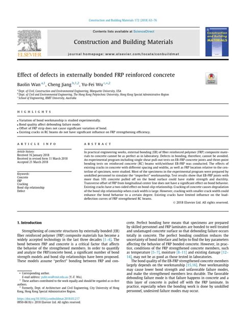 Effect Of Defects In Externally Bonded Frp Reinforced Concrete 2018 Pdf Fibre Reinforced