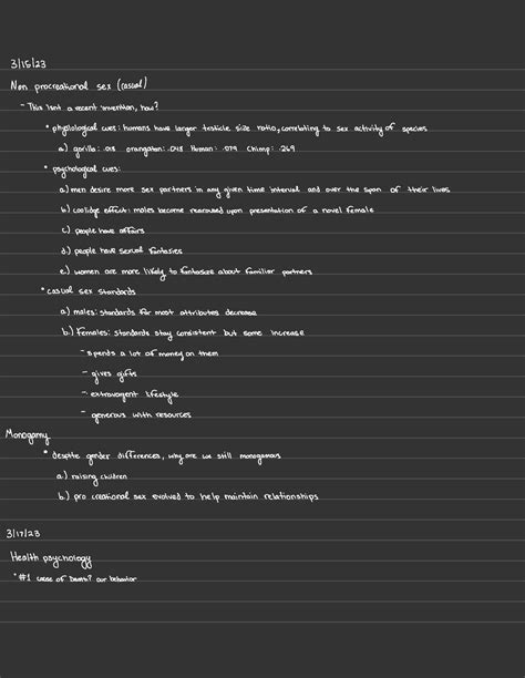 Psycholooy 3 Lecture Notes 3115123 Non Procreational Sex Casvall