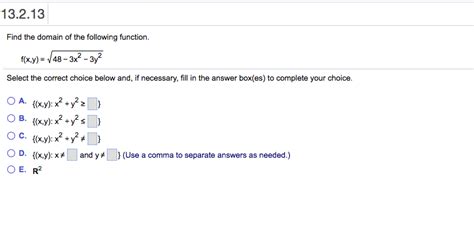 Solved Find The Domain Of The Following Function F X Y