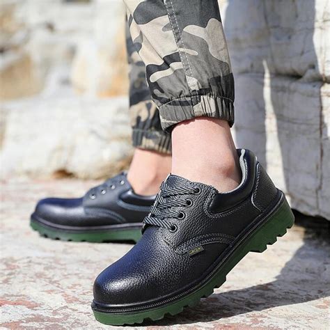 Real Leather Work Boots Safety Steel Toe Shoes Men Platform Boots