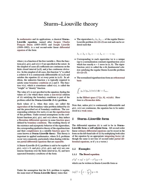 Sturm Liouville Theory Pdf Calculus Mathematical Relations
