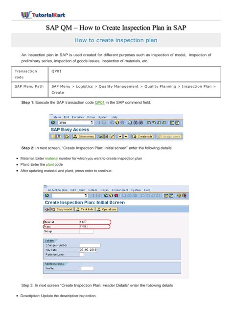 Sap Qm How To Create Inspection Plan In Sap Pdf Business Process Computing
