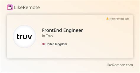 📩 Frontend Engineer At 🏢 Truv 📍remote Job In 🇬🇧 United Kingdom Rlikeremote