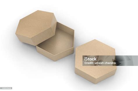 선물 아이템 및 브랜딩 3d 렌더링 일러스트를 위한 빈 육각형 종이 하드 박스 0명에 대한 스톡 사진 및 기타 이미지 0명 3차원 형태 6 Istock
