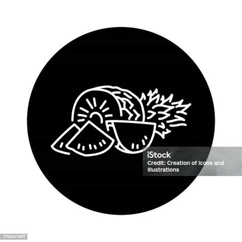 파인애플과 슬라이스 컬러 라인 아이콘입니다 열대 과일 0명에 대한 스톡 벡터 아트 및 기타 이미지 0명 개념 개념과 주제