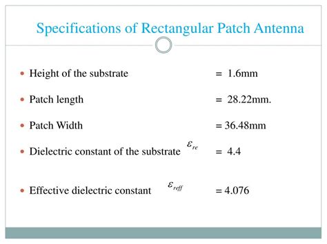 Ppt Design And Simulation Of Rectangular Patch Antenna Powerpoint