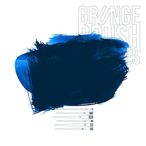 파란색 브러시 획 및 질감 그런 지 벡터 추상 손으로 그린 요소 프리미엄 벡터