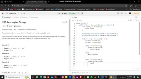 isomorphic strings leetcode easy problem 205 java youtube