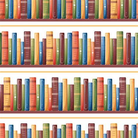 Seamless Pattern With Bookshelves Nice Stack Of Books Texture For