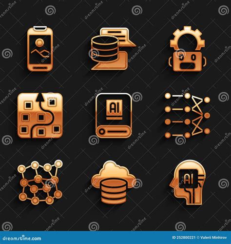 Set Artificial Intelligence AI Cloud Database Humanoid Robot Neural Network Robot Setting