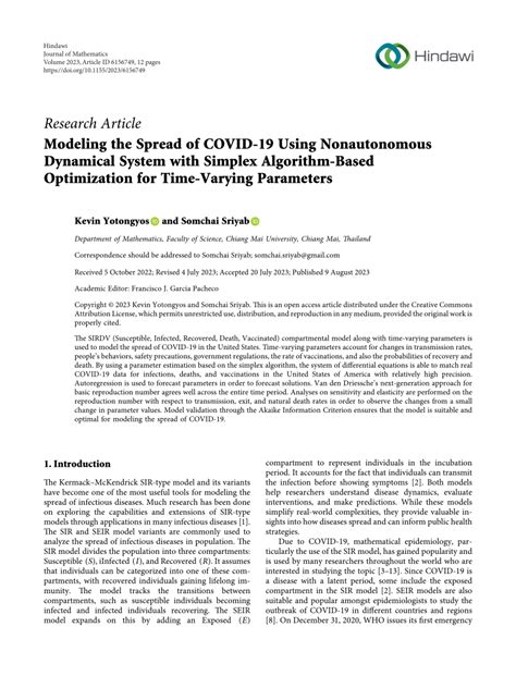 Pdf Modeling The Spread Of Covid 19 Using Nonautonomous Dynamical