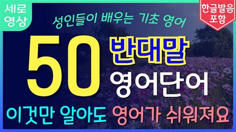 뜻이 서로 반대되는 영어단어 50개 이것만 알아도 영어가 정말 쉬워요 영단어 쉽게외우기 생활영어 기초영어회화 실용영어 틀어놓고 주무세요 저절로 외워