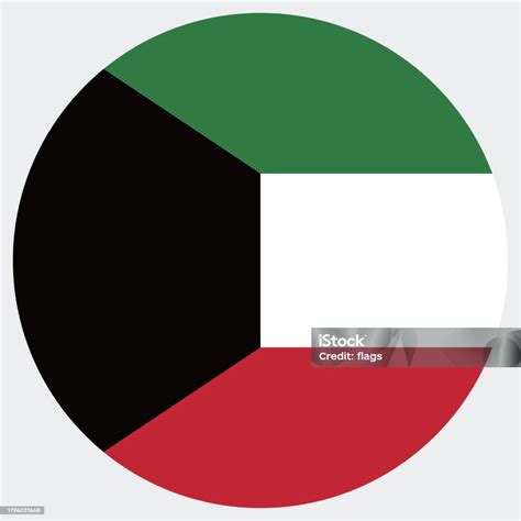 쿠웨이트의 국기 버튼 플래그 아이콘입니다 표준 색상 원 아이콘 플래그입니다 컴퓨터 일러스트레이션 디지털 일러스트레이션 벡터 일러스트 레이 션입니다 0명에 대한 스톡 벡터