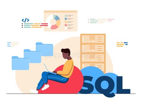 Sql Developer Flat Vector Illustration Programming Language Stock