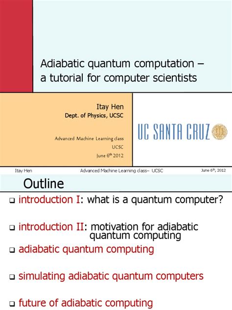 Adiabatic Quantum Computation A Tutorial For Computer Scientists