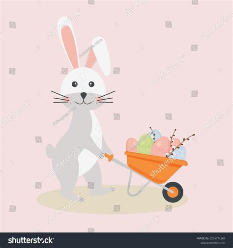 Cartoon Easter Bunni Cart Eggs Spring Stock Vector Royalty Free 2203771107 Shutterstock
