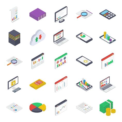 Premium Vector Mobile Analytics Isometric Icons Pack