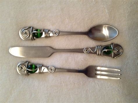 Classy Beaded Silverware Set With Wire Accents