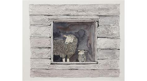 Ewe And Lamb In Barn Jane Macmillan Originals