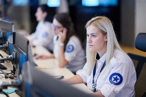 Premium Photo Female Security Operator Working In A Data System Control Room Offices Technical